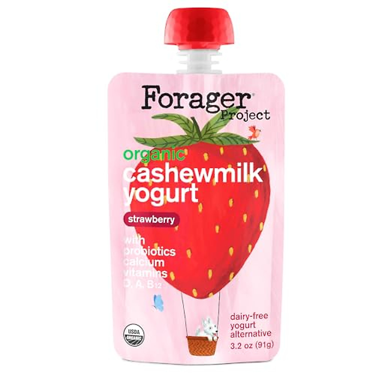 Forager Project Organic Kids Strawberry Cashewmilk Yogurt, 3.2-Ounce