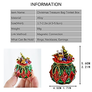 YU FENG Jeweled Christmas Trinket Boxes Hinged Xmas Decoration Ball Ornament Enamel Jewelry Ring Box