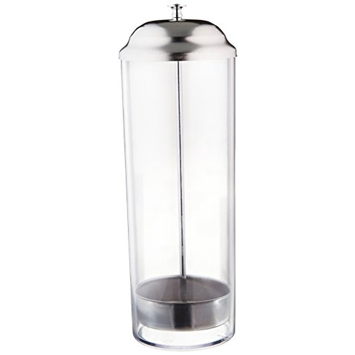 Winco Column Straw Dispenser TableTopDispensers, Medium, Stainless Steel, Clear