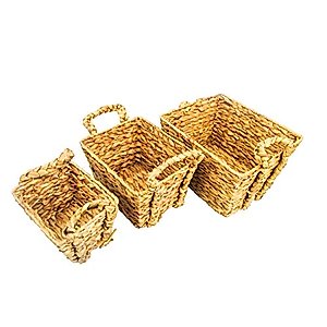 Water Hyacinth Braided Handled Nesting Baskets by Trademark Innovations (Set of 3)