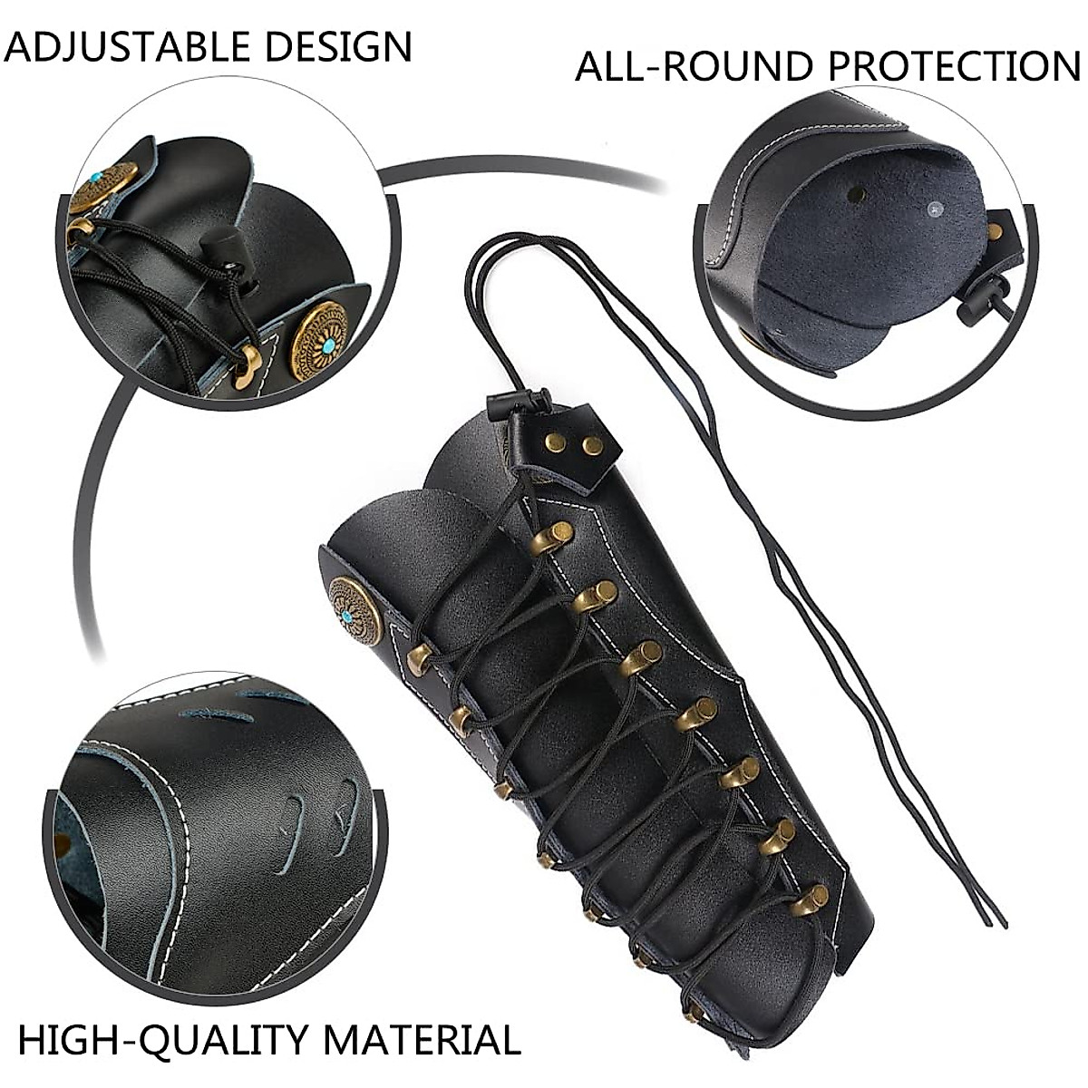 Huntingdoor Archery Arm Guards Leather Arm Guard Adjustable Forearm Guard Protective Gear Gauntlet Cuff Medieval Bracers for Hunting Shooting