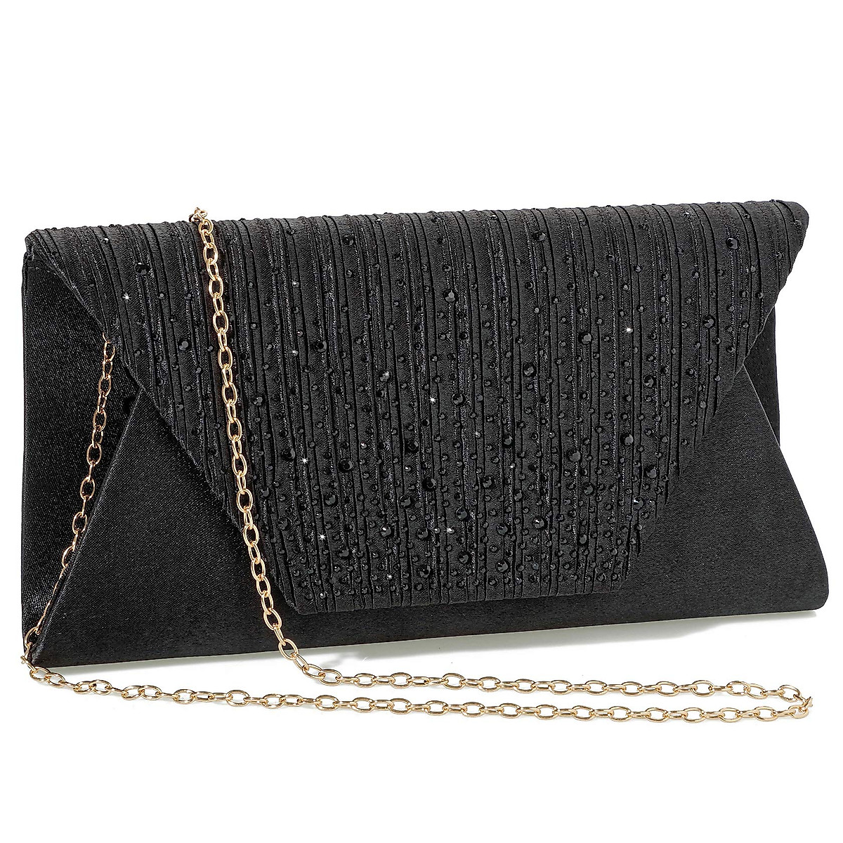 Mihawk Purse and Handbags for Women Shoulder Crossbody Bags Evening Envelope Party Bridal Clutch Purse(Black)