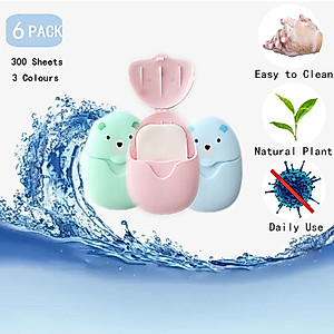 Zycyl Portable Soluble Soap Paper, Mini Disposable Soap Sheets Foaming Hand Washing Bath Scented Paper Soap for Indoor, White 50 Count (Pack of 6)