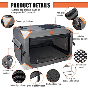 BCOCHAO Collapsible Dog Crate-Portable Dog Travel Crate for Medium/Large Dogs,4-Door 36 in Dog Crates,Sturdy and Durable,Breathable and Comfortable,Suitable for Indoor and Outdoor Travel;Dog Blanket