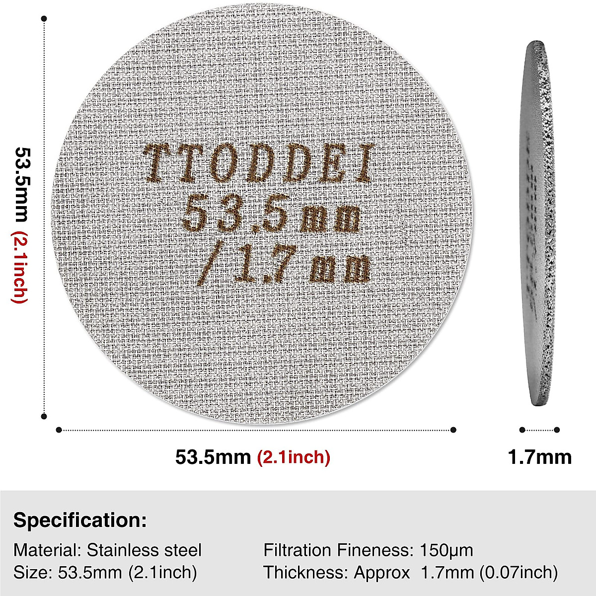 54mm Espresso Puck Screen Coffee Portafilter Puck Screen Espresso Portafilter Lower Shower Screen Reusable Contact Screen 53.5mm