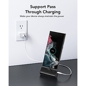 VRURC Mini Portable Charger Fast Charging, Built-in USB C in & Out Connector Power Bank 5000mAh,20W Battery Pack with Foldable Stand for iPhone 15,Samsung, Android Series-Black