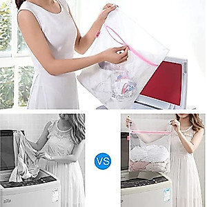 Mesh Laundry Bags 1 Extra Large, 2 Large & 2 Medium Bags , 5 Pcs Set For Delicates, Bra, Lingerie, Underwear, Hosiery, Baby Laundry, Clothing Washing, Travel Laundry Bag, White