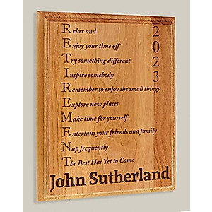 Personalized Retirement Plaque 2023 Custom Name Acrostic Poem Retirement Gifts Women Men Retirement Party 7x9 Oak Wood Custom Engraved Plaque Wood