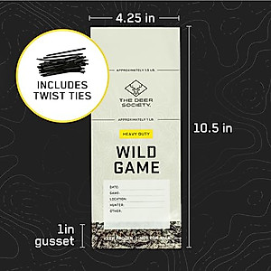 [50 pk] Extra Strong, 2X Thick Wild Game Bags for Freezer Storage 1.5lb by Deer Society - Meat Bags for Your Ground Meat Packaging System - Processing Bags to Protect Your Game Meat from Freezer Burn
