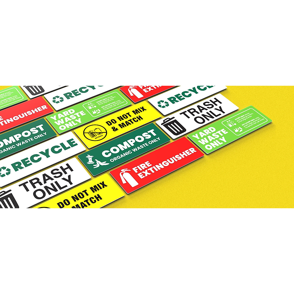 Trash Sticker for Outdoor Trash Can, Garbage Can - 3-5 Year Indoor/Outdoor Rated - Heavy Duty, Weather Proof, Ultra Durable - USA Made (6x2 inch), 4 Labels