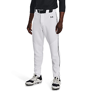 Under Armour Men's Utility Baseball Straight Leg Pant Pipe 22, (100) White/Black/Black, Medium