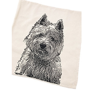 Westie, West Highland Terrier Tea Towel in Black - Hand Printed Flour Sack Tea Towel, Dish Towel, Kitchen Towel