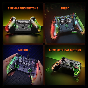 BIGBIG WON Wired Controller, Rainbow Lite PC Controllers for Gaming RGB Light, Custom Buttons, Macro, Turbo, Dual Shock Controller for Switch/Win10&11 PC Game Controller