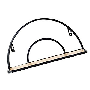 Cabilock Half Circle Floating Shelves Wall Mounted Iron Storage Rack Rustic Wood Wall Display Shelves for Bedroom Bathroom