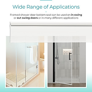 Framed Shower Door Bottom Seal, 1/4" Shower Door Sweep for Framed & Swing Shower Doors, 36" Long Angled T Drip Clear Vinyl Shower Door Seal Strip, Shower Door Replacement Parts