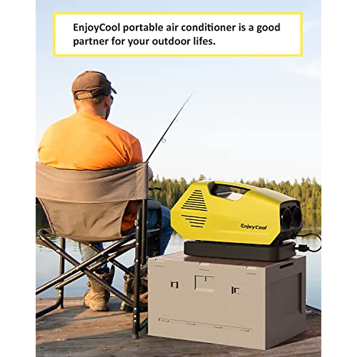 EnjoyCool Portable Air Conditioners, Outdoor Air Conditioner, 2380BTU Home AC Cooling Unit, 24Volt, 220W Low Power Consumption for Outdoor Camping Tent, Car, Truck, Parties, Fishing, Van and RV