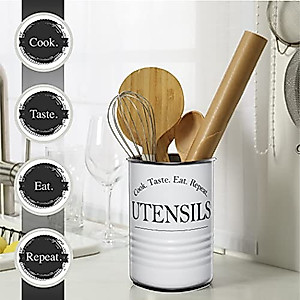 Bartnelli Large Kitchen Utensil Holder Organizer For Countertop, Farmhouse Storage Caddy With Stable Padded Base