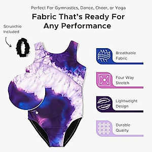 Destira Gymnastics Leotards for Girls, Glamethyst, Super Soft Leotards for Women and Girls with Matching Scrunchie, Gymnastics, Dance, Cheer, Yoga, and More, Child Large (10)