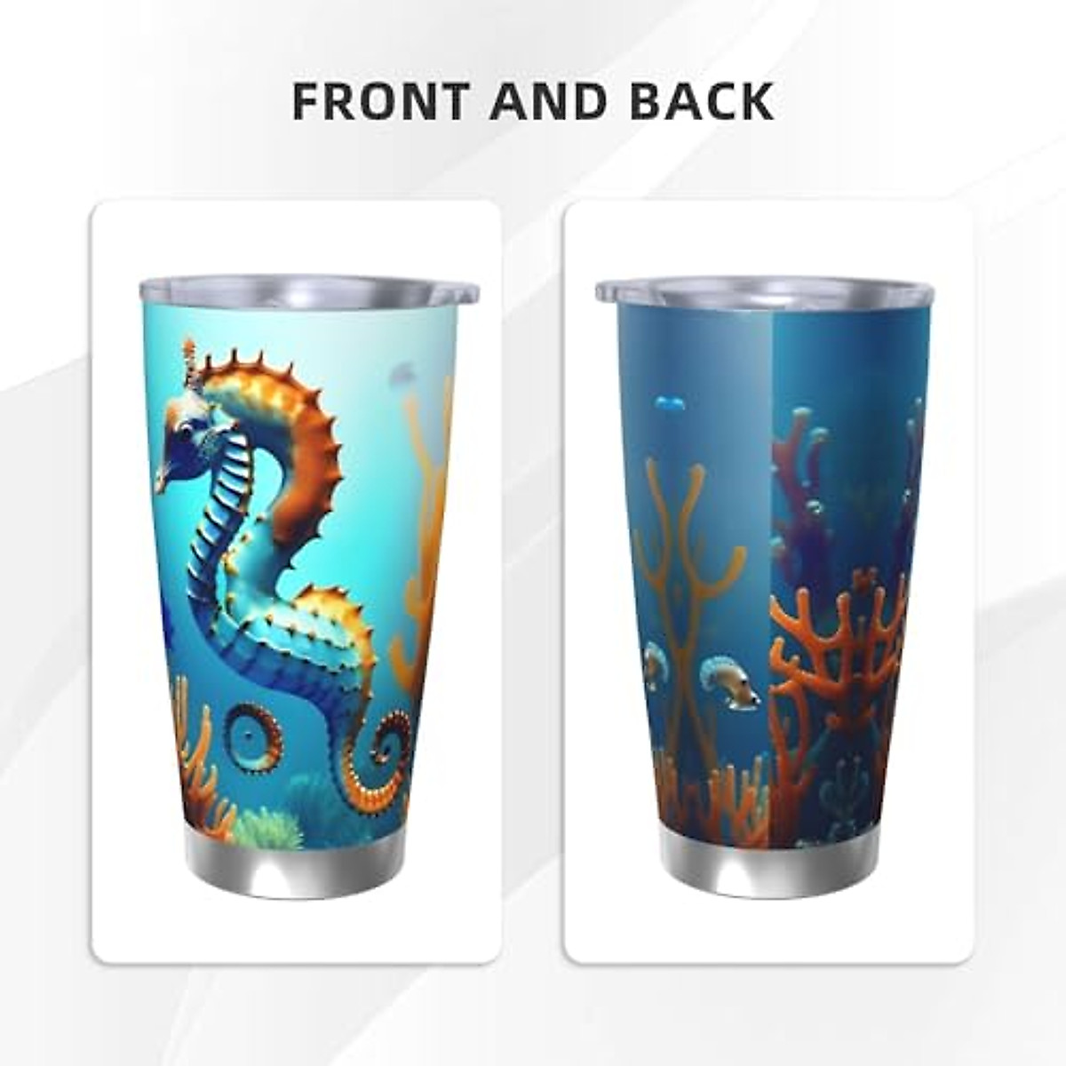 WXZYFP Car cup (single silver rim), can use a straw or drink directly, easy to use.Seabed coral seahorse