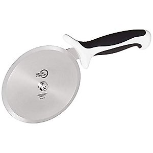 Mercer Culinary Millennia Pizza Cutter with White Handle, 5 Inch Wheel, Stainless Steel