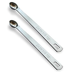 BERYLER 2 PCS 1/8 Teaspoon(1/8 Tsp | 0.625 mL | 0.625 cc | 0.02 oz) Single Measuring Spoon, Small Measuring Spoon Only, Individual Tiny Measuring Spoons, Stainless Mini Measuring Spoons for Cooking