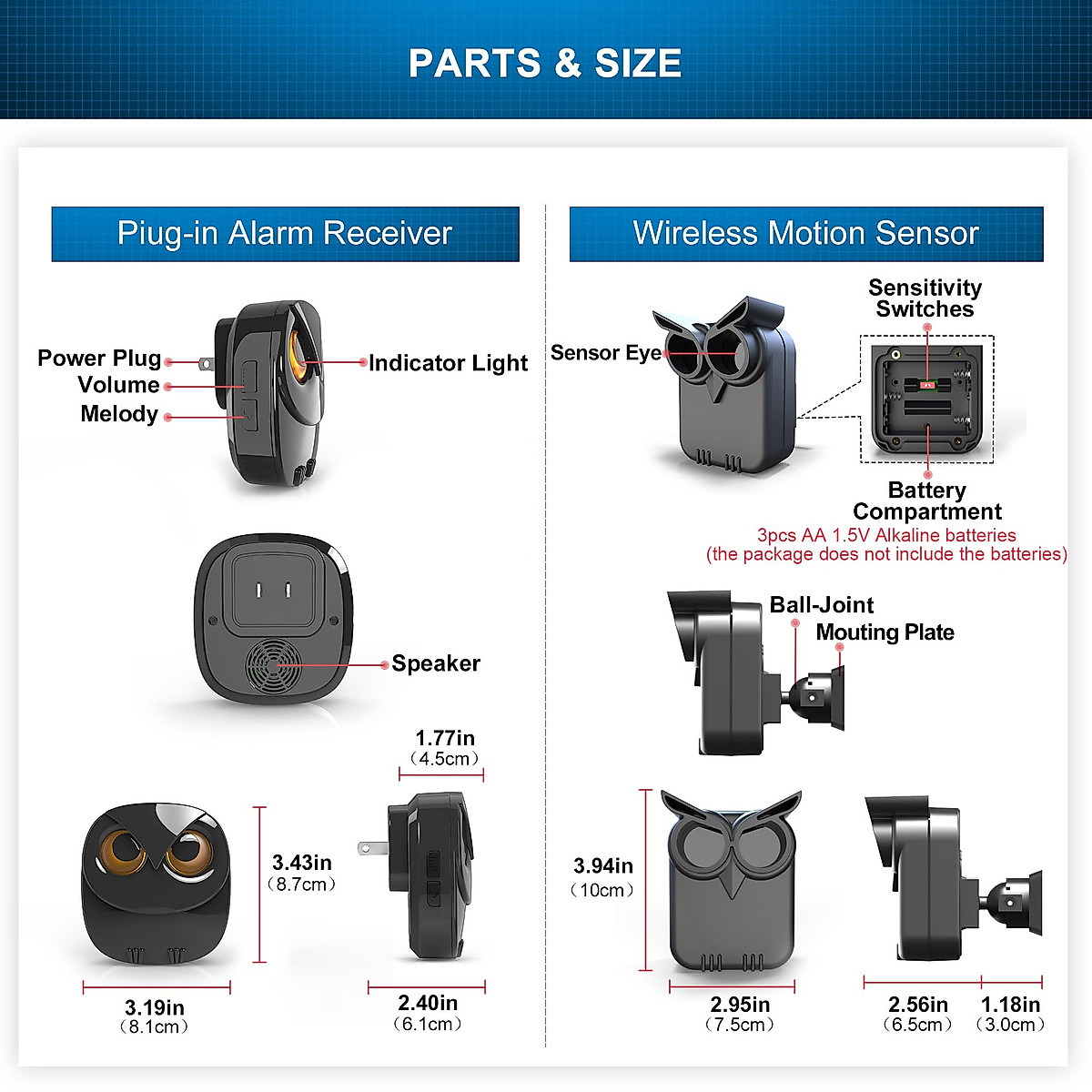 Driveway Alarm- 1/2 Mile Long Range Wireless Driveway Alarm Outdoor Weather Resistant Motion Sensor&Detector-DIY Security Alert-Monitor&Protect Outdoor/Indoor Property - 1 Receiver and 2 Sensors
