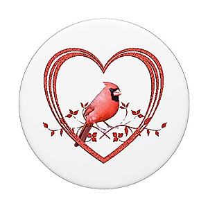 Northern Cardinal Bird in Heart PopSockets PopGrip: Swappable Grip for Phones & Tablets