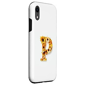 iPhone XR Letter P Initial Monogram Sunflower Minimalist Women Yellow Case
