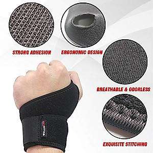 Wrist Brace for Carpal Tunnel, Comfortable and Adjustable Wrist Support Brace for Arthritis and Tendinitis, Wrist Compression Wrap for Pain Relief, Fit for Both Left Hand and Right Hand – Single