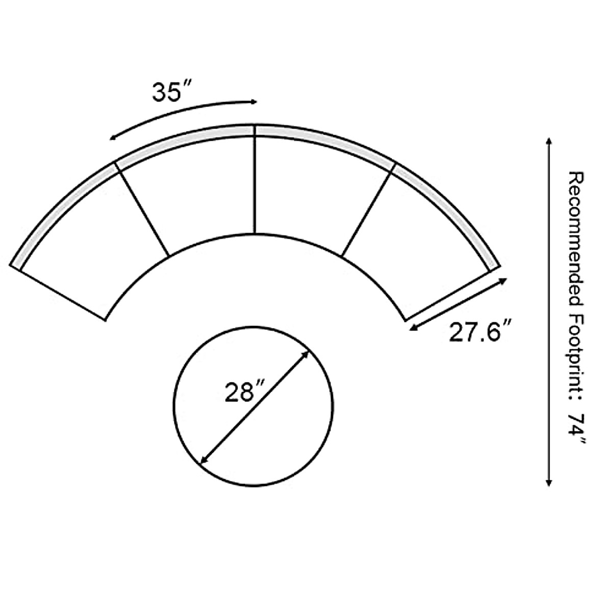 OC Orange-Casual 5 Piece Patio Furniture Set Half-Moon Outdoor All-Weather Wicker Sofa with Coffee Table, Brown Rattan Turquoise Cushion (Pillows Included)