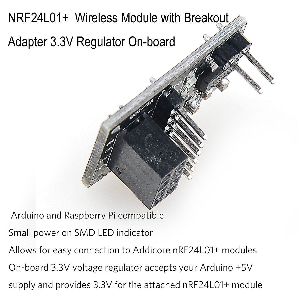 Makerfire 4pcs NRF24L01+ Breakout Adapter with on-board 3.3V Regulator for NRF24L01+ Wireless Module