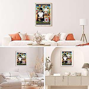 NAIMOER Gnomes Diamond Painting Kits for Adults, Fall Diamond Painting Thanksgiving 5D Sunflowers Diamond Painting Kits Full Drill Diamond Art Love Couple Pics Craft for Home Wall Art Decor 30x40cm