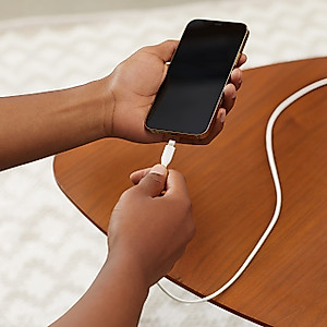 Amazon Basics USB-A to Lightning ABS Charger Cable, MFi Certified Charger for Apple iPhone 14 13 12 11 X Xs Pro, Pro Max, Plus, iPad, 3 Foot, White, (Pack of 2)