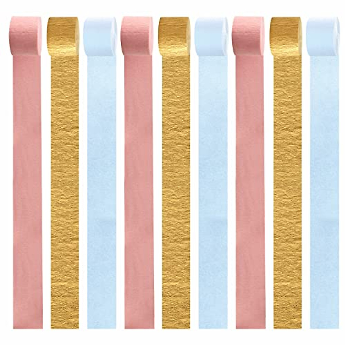 Pink-Blue Gender-Reveal Party-Decorations Streamers - 9 Rolls Wedding Bachelorette Engagement Crepe Tissue Paper Streamer Birthday Baby Bridal Shower Garland Decor Panduola