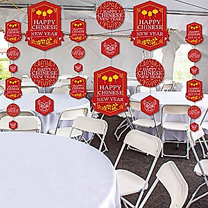 Big Dot of Happiness Chinese New Year - Lunar New Year DIY Dangler Backdrop - Hanging Vertical Decorations - 30 Pieces