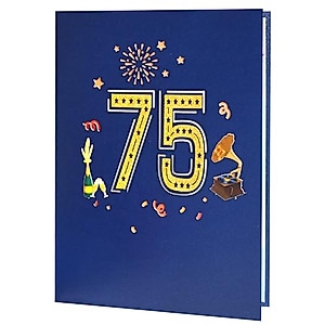 GREETING ART 75th Birthday Card for Dad Mom Grandma Grandpa,75th Birthday Party Decorations,75 Years Anniversary Card for Women and Men,75 Years Old Birthday Gifts
