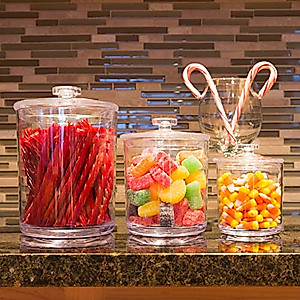 Youngever 60-Ounce, 30-Ounce and 15-Ounce Clear Plastic Apothecary Jars Set of 3