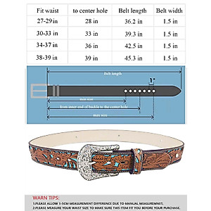 TOPACC Western Belts for Woman Cowgirl Brown Turquoise Cowboy Belt Bling Floral Rodeo Belt for Jeans Gilrs Country Concert Outfit