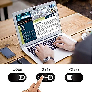 Webcam Cover Slide[6-Pack],Camera Cover for Laptops,MacBook Air,iMac,iPad Pro,PC/Computer,Tablets,Smartphone,iPhone,Ultra-Thin Web Blocker Protecting Your Privacy and Security (Metallic Black)