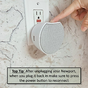 OC Acoustic Newport Plug-in Outlet Speaker with Bluetooth 5.1 and Built-in USB Type-A Charging Port (Gray/White)