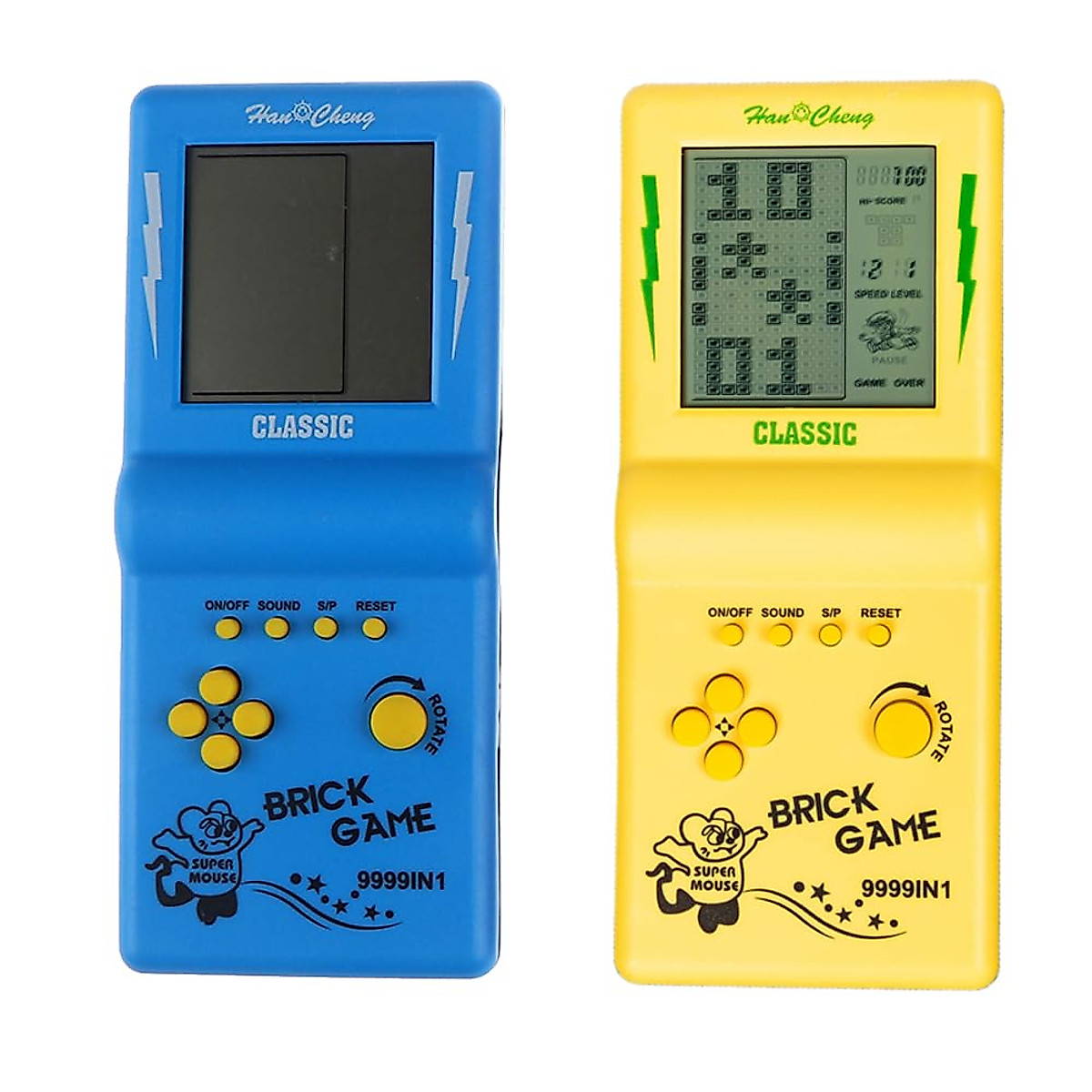 JIDAFANG-US 2 Pcs Brick Game Console Large Screen Handheld Games Electronic Games Build in 23 Classic Game for Kids Adults(Random Color)