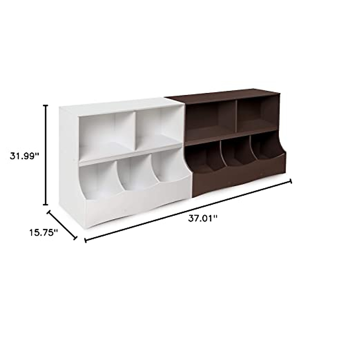 Multi-Bin Storage Organization 2 Shelf and 3 Bin Cubby Unit
