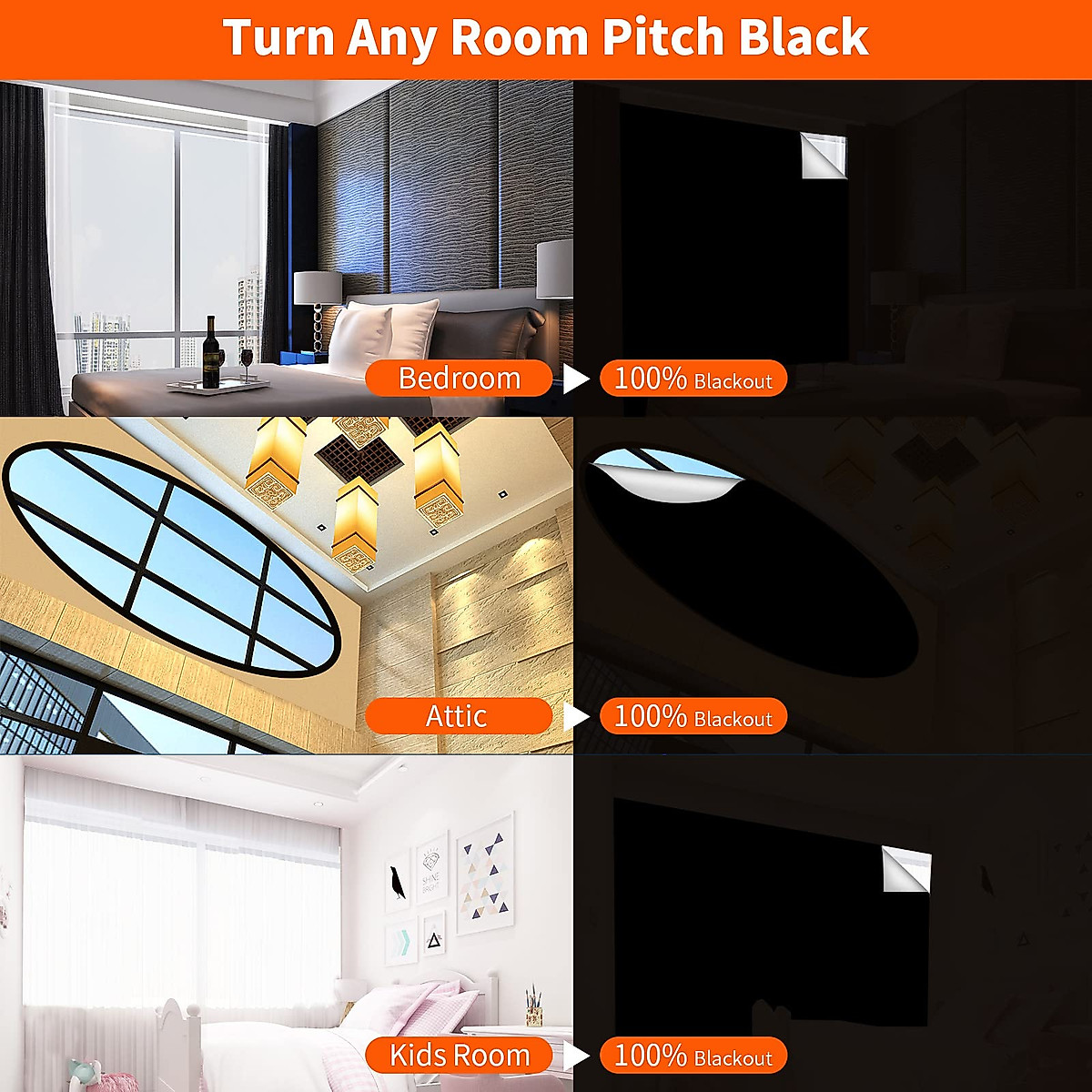 100% Blackout Blind White (157"x 59") Curtains Window Cove [DIY Cut to Any Size or Shape] [Hook & Loop Tabs][ Portable Bags for Travel ] [Light & UV Blocking ] for House,Baby Nursery,Apartment