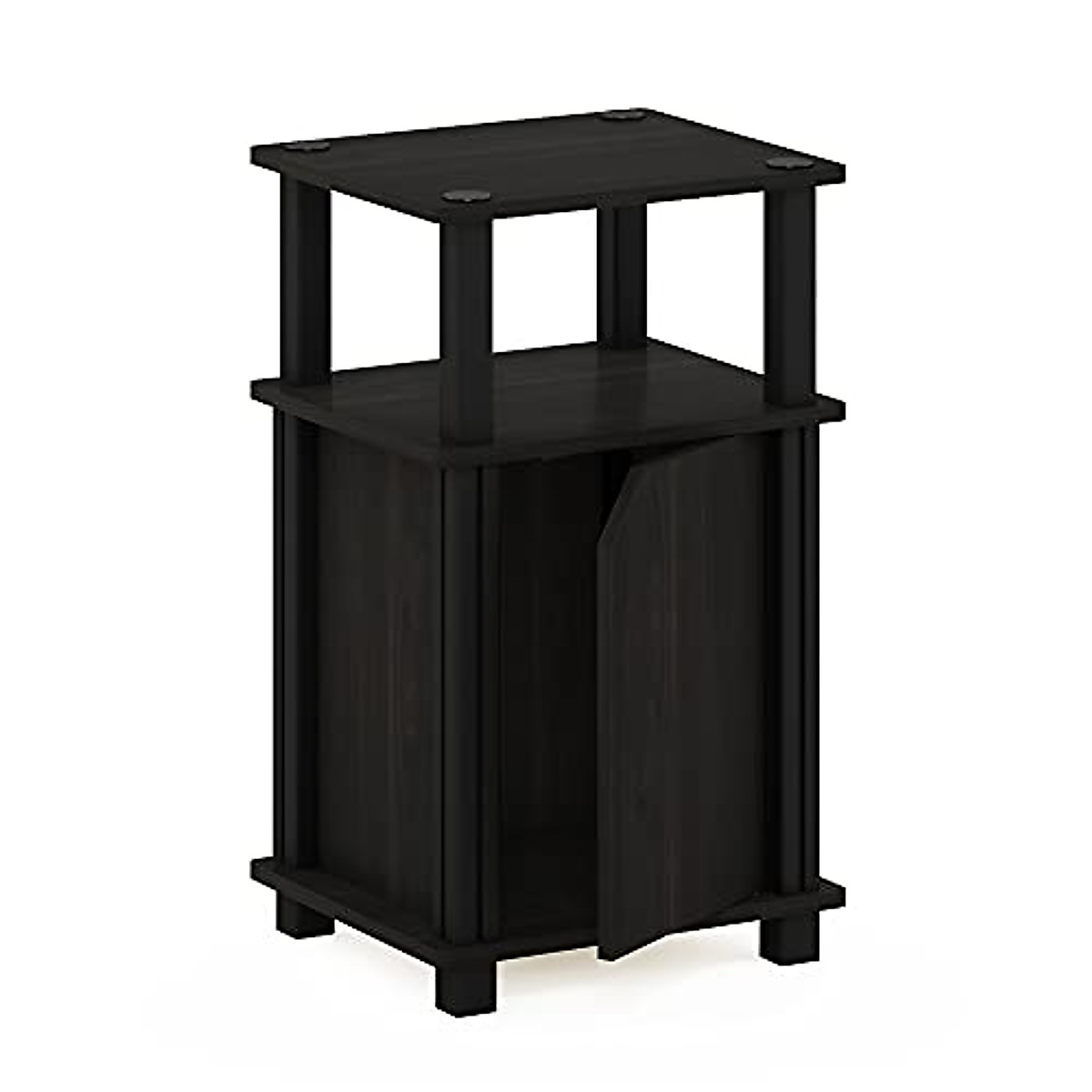Furinno Brahms 3-Tier End Side Sofa Table/Nighstand with Door, 1-Pack, Espresso/Black