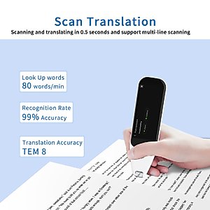 DOSMONO Document Scanners，OCR Text Reading Pen with 112 Languages Translator Device，Portable Real-time Translation Pen Scanner，Learning&Travel&Business Communicati，Text to Speech Device for Dyslexia
