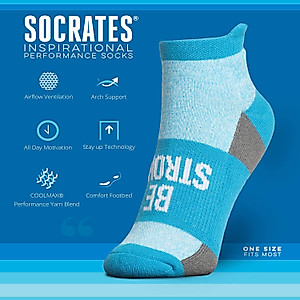 Gone For a Run Inspirational Athletic Running Socks | Women's Woven Low Cut | Inspirational Slogans | Over 25 Styles (Be Strong)