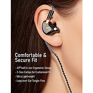 Audiovance Vibes 201ML Wired Earbuds in Ear Headphones with Mic, Lightning to 3.5mm Adapter & Braided Cord, Noise Isolating Bass Driven Earphones, Carry Case, Ear Buds Tips, 3.5mm Jack (Clear Brown)