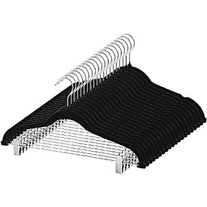 MANZOO Pants Hangers Skirt Hangers Velvet Hangers with Clips Pant Hangers with Clips Skirt Hangers, 20PACK Black