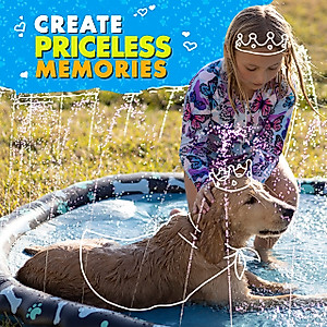 SplashEZ Non Slip Splash Pad for Kids and Dogs, 69’’ Extra Large Sprinkler Kids, Dog Water Summer Toys – Great Outdoor toys toddlers 1-3 ages 4-8 | Wading Pool Backyard