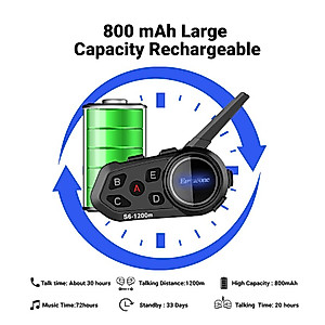 EuroFone S6 Motorcycle Helmet Bluetooth Intercom Headset, Intercomunicador para Casco De Moto, 2 Riders 1200m 6 Riders 6km, 2 People Real-time Talk, CVC Noise Reduction, IP65 Waterproof（1Pack）